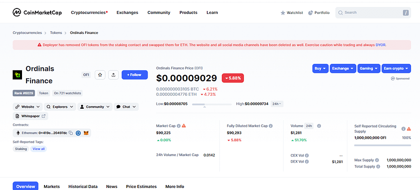Ordinal Finance Exit Scam: How to Protect Yourself from Rug Pulls in ...